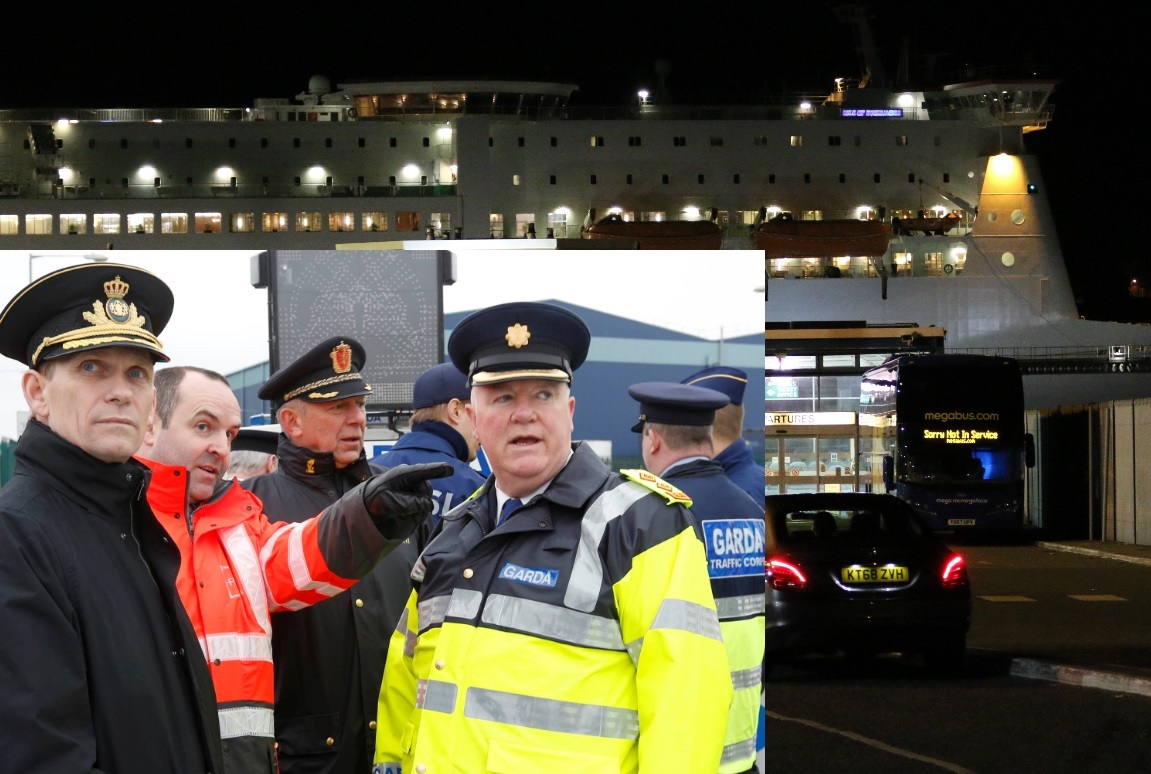 Irish customs checking ferry traffic between Wales and Ireland from ...