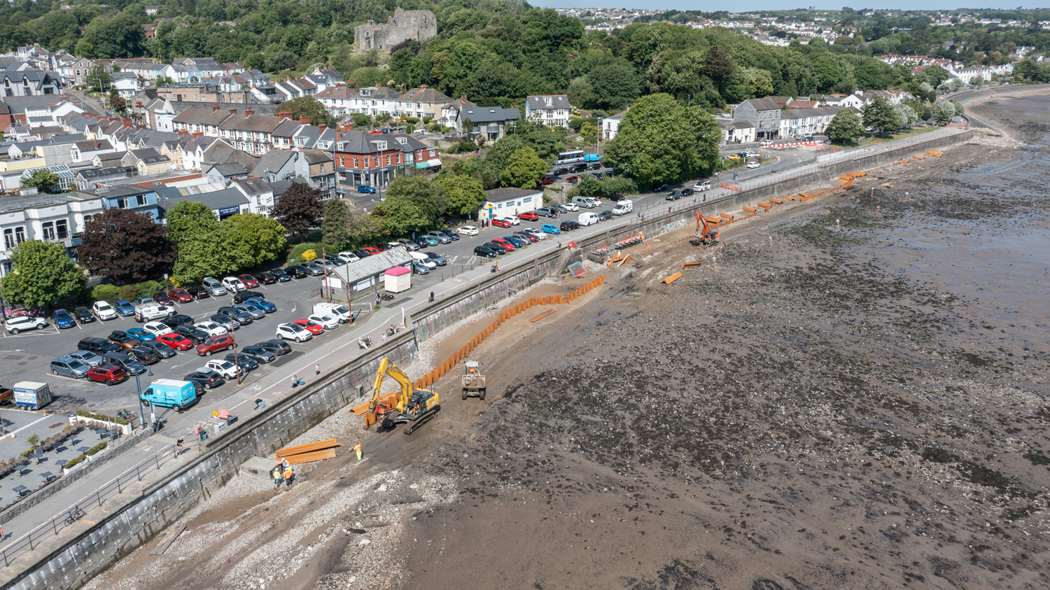 Aerial images reveal how Mumbles coastal defence project is progressing ...