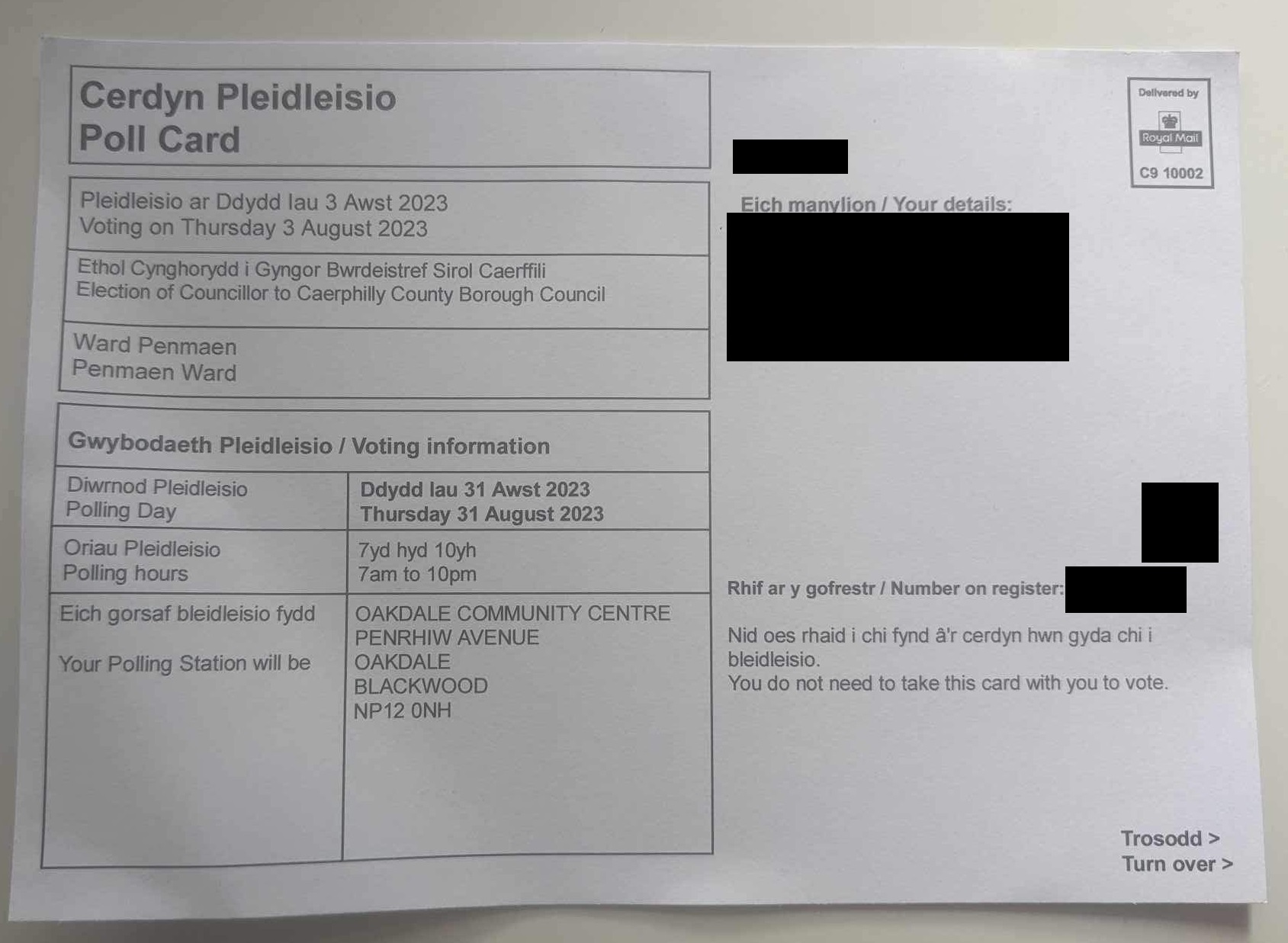Polling cards for Penmaen ward by-election sent out bearing wrong ...