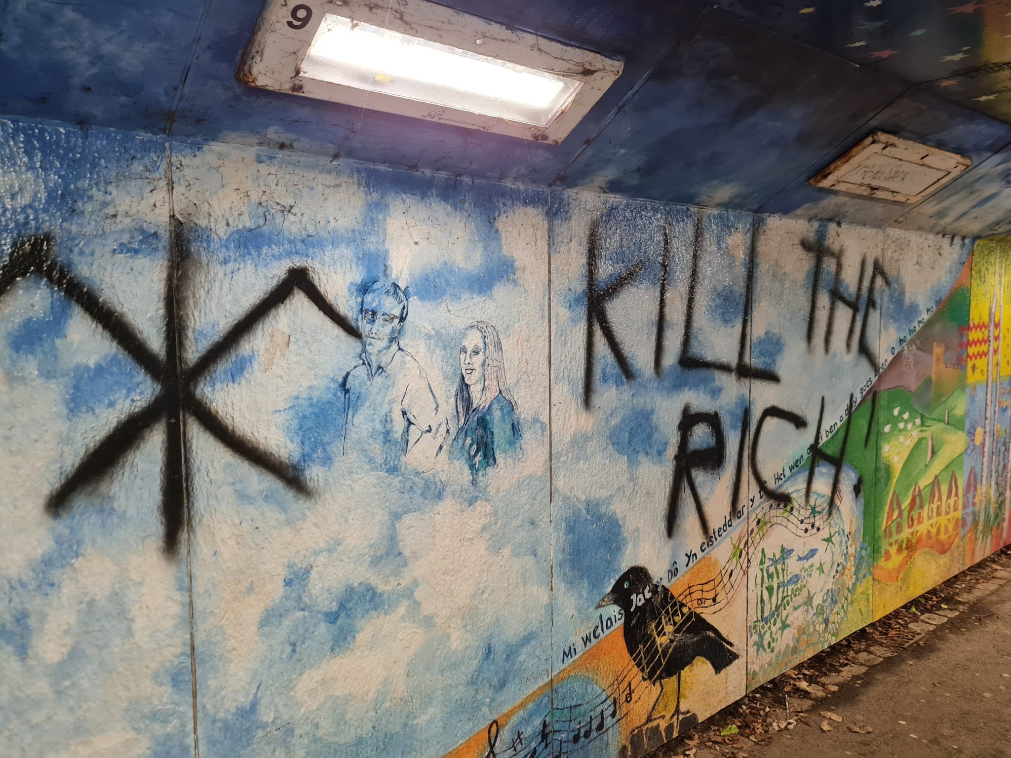 'Kill the Rich' graffiti painted outside medieval town walls - Herald.Wales