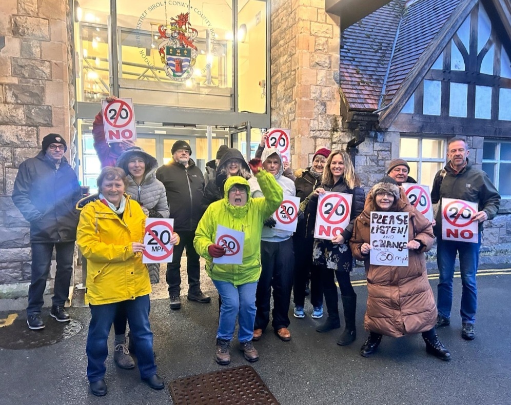 Protesters turn out to campaign against 20mph speed limit in Conwy ...
