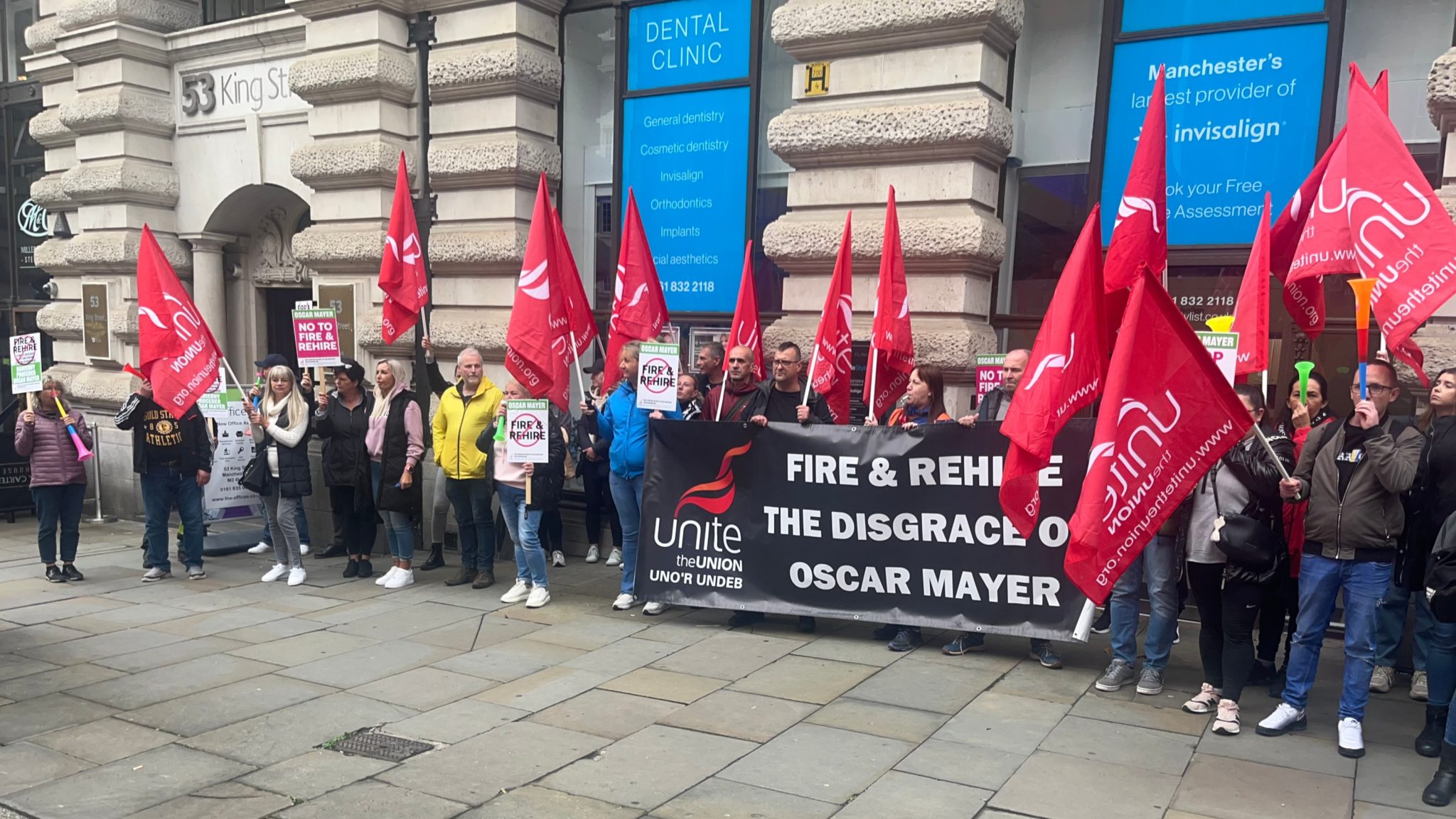 Striking Wrexham Oscar Mayer workers in Manchester protests - Herald.Wales