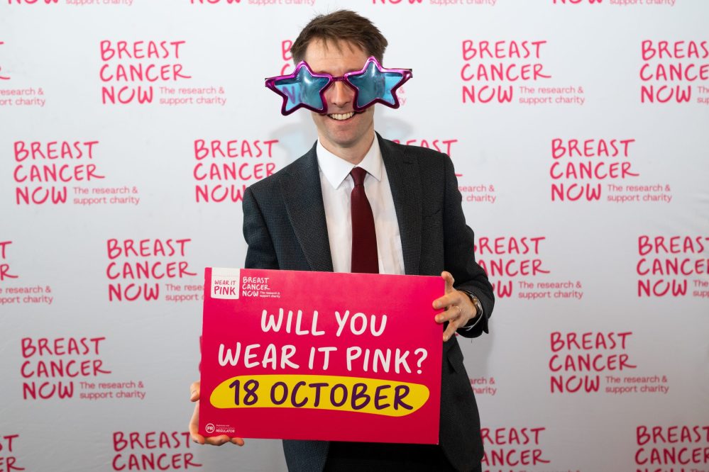 Sam Rowlands MS wears it pink in support of Breast Cancer Now campaign ...