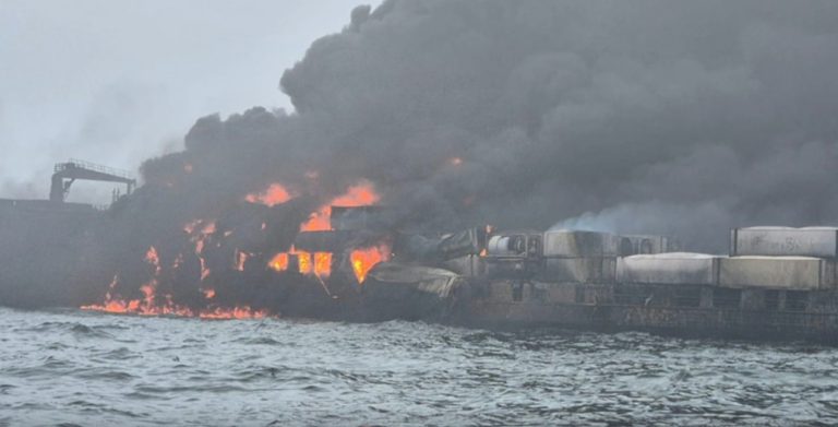 Oil tanker and cargo ship ablaze after collision in North Sea - Herald ...
